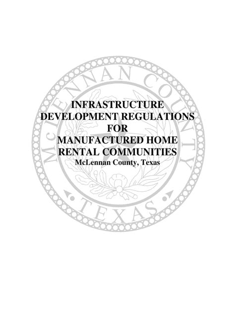 Fillable Online Infrastructure Development Regulations For Manufactured Home Rental Communities