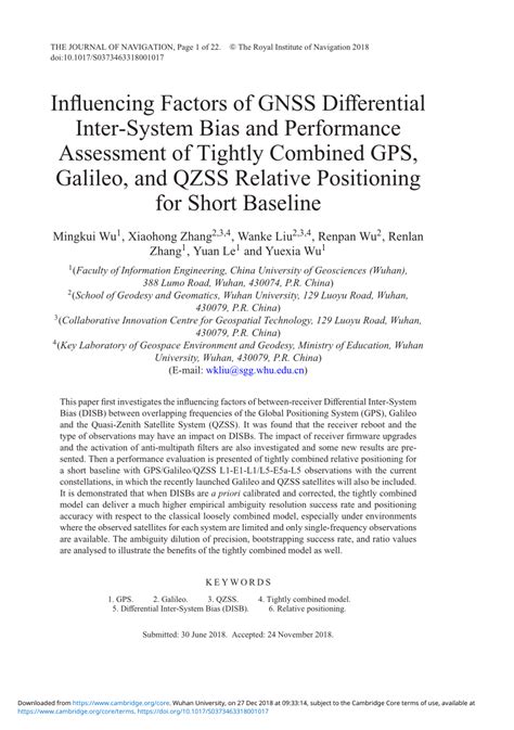 Pdf Influencing Factors Of Gnss Differential Inter System Bias And Performance Assessment Of