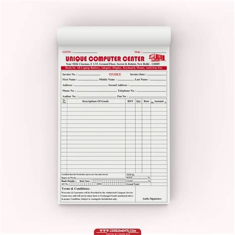 Unique Computer Center Invoice Book Design Cdr File