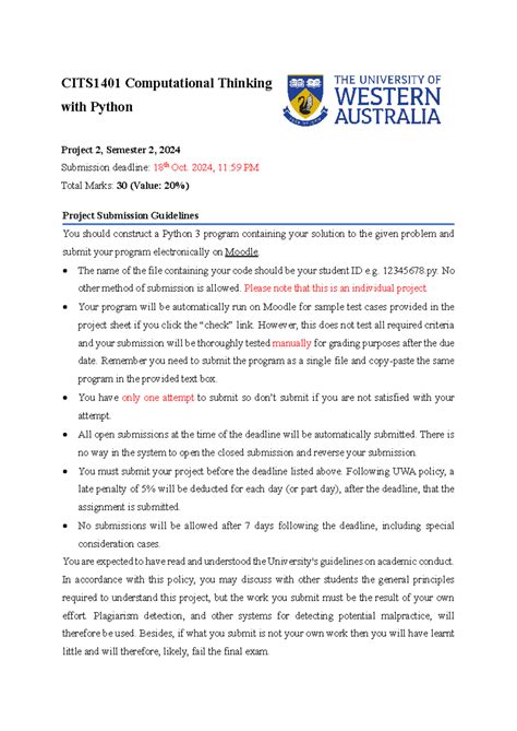 Cits1401 Project 2 Cits1401 Computational Thinking With Python