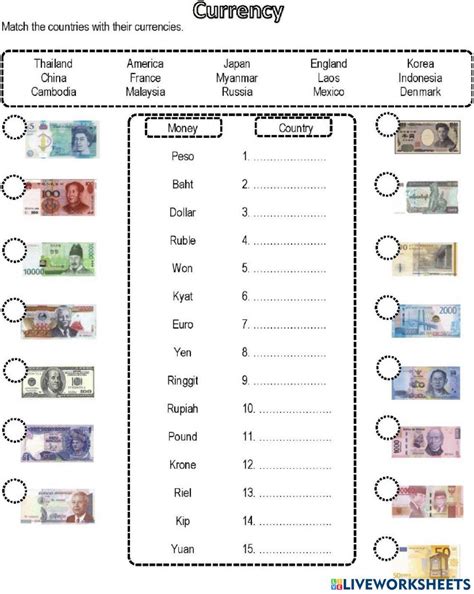 Currency 2 Free Interactive Worksheets 2133411