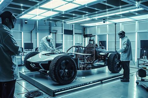 Premium Photo Autonomous Vehicle Technicians Calibrate Sensors Test