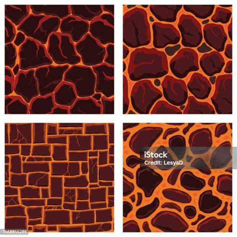 만화 게임 질감 용암 표면 원활한 패턴 게임 자산 벽 및 환경 배경 산에 대한 스톡 벡터 아트 및 기타 이미지 산 손상 개체 그룹 Istock