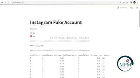 Python Web Application Instagram Fake Account Detection Using Machine