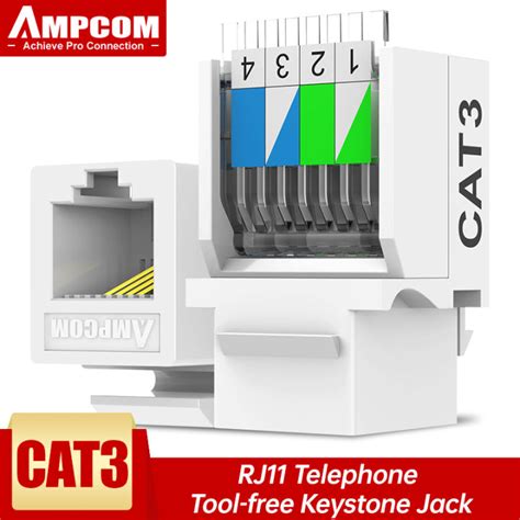 Ampcom Punch Down Keystone 5 10 Pack Tool Free Telephone Module Rj11 Cat3 Voice Module Gold