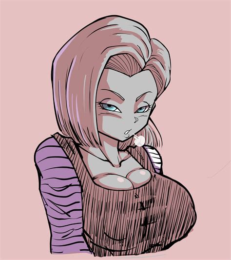 Rule 34 1girls Android 18 Areolae Bulge Big Breasts Blonde Hair Blue Eyes Cleavage Dragon Ball