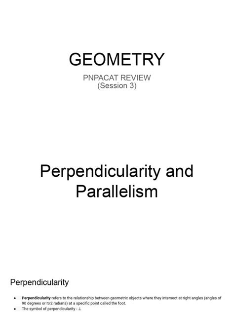 Perpendicularity And Parallelism Pdf Perpendicular Line Geometry