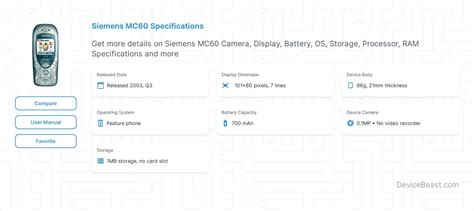 Siemens MC60 Specifications DeviceBeast Com
