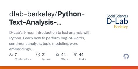 Github Dlab Berkeley Python Text Analysis Fundamentals D Lab S