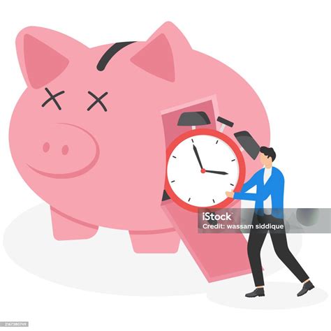 개념 절약 시간 비용 절약 시간은 돈입니다 비즈니스 및 관리 돼지 저금통 시간은 돈 주식 시장 미래 소득 성장에 대한 금융 투자 시간 관리 계획 마감 시간 개념에 대한 스톡