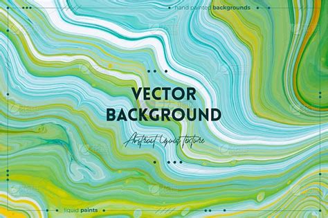 流体艺术纹理。背景与抽象漩涡油漆效果。液体丙烯画与艺术混合颜料。可用于横幅或墙纸。蓝色，黄色和绿色溢素材 花瓣网