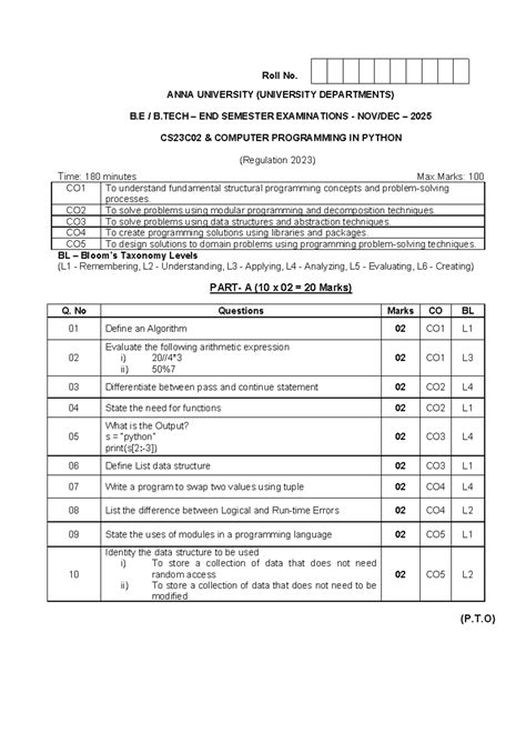 Cs23c02 End Semester Examination Nov 2025 Computer Programming In