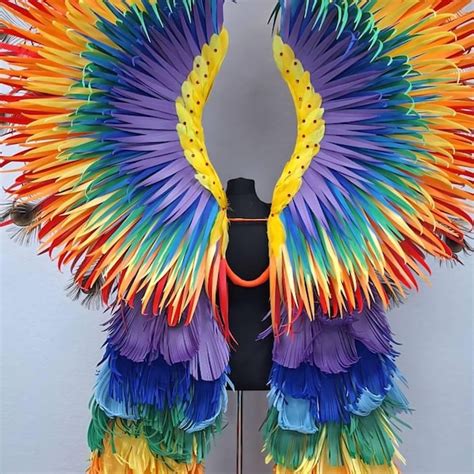 Colourful Carnival Costumes Women Extra Large Rainbow Wings Cosplay