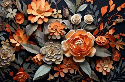 Ai Generated Illustration Of A Beautiful Array Of Assorted Paper Flowers Stock Illustration