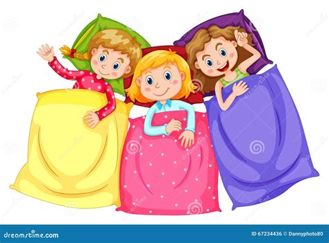 Девушки в пижамах на девичнике Иллюстрация штока иллюстрации насчитывающей зажим детство