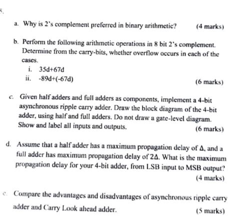 Solved A ﻿why Is 2 S Complement Preferred In Binary