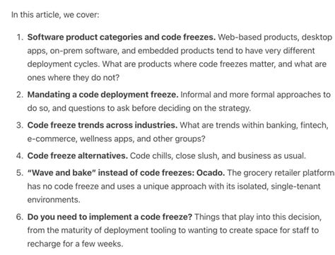 Codefreezes Softwareengineering The Pragmatic Engineer