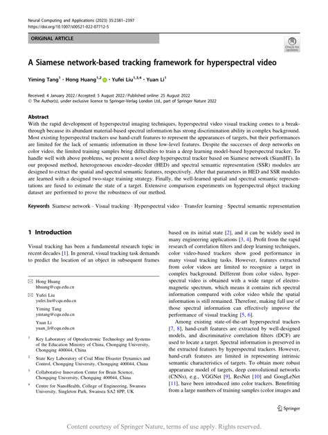 A Siamese Network Based Tracking Framework For Hyperspectral Video