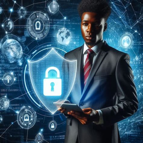 Premium Photo Cyber Security Data Protection Businessman Holding A