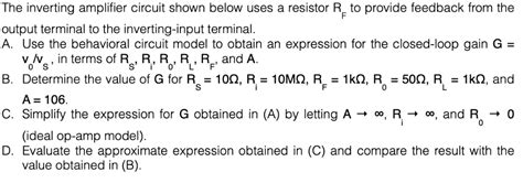 Solved The Inverting Amplifier Circuit Shown Below Uses A