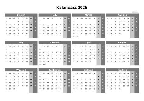 Kalendarz 2025 Do Wydrukowania Plik Pdf Excel I Obraz Do Pobrania