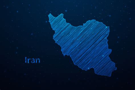 이란 지도 손으로 그린 낙서 스케치와 국가 이름 진한 파란색 배경에 미래 스타일의지도 벡터 일러스트 레이 션 Eps10 이란에 대한 스톡 벡터 아트 및 기타 이미지 Istock