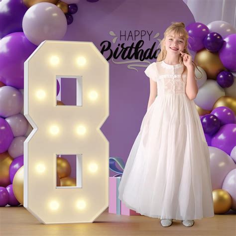 Marquee Numbers 8th Birthday Large Decorations 4ft Light