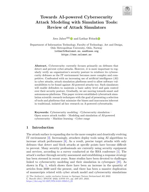 Pdf Towards Ai Powered Cybersecurity Attack Modeling With Simulation Tools Review Of Attack
