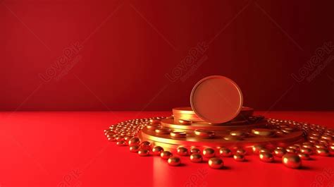 눈길을 끄는 배너를 위한 충분한 텍스트 공간을 갖춘 빨간색 부유한 개념의 만화 스타일 황금 동전에 대한 놀라운 3d 렌더링 그림 눈길 배경 만화 배너 배경 만화 배경