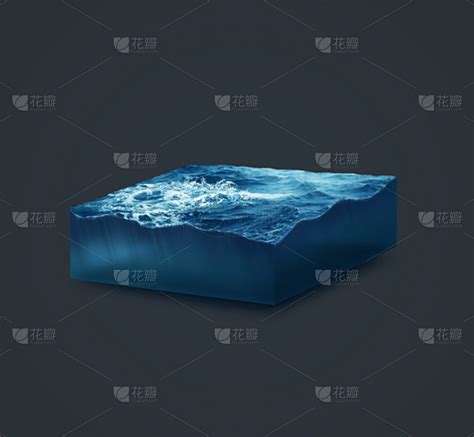 暴风雨绘画插图巨大的三维图形海洋波浪切片食物黑色背景分离着色