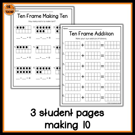 Ten Frame Addition Worksheets Making 10 Up To 20 Made By Teachers