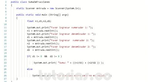 Sentencia If Else Java Suma De Dos Fracciones Tutorias Co