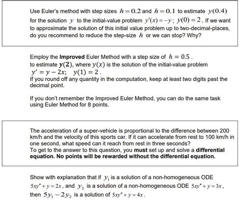 solved use euler s method with step sizes h 0 2 and h 0 1 to