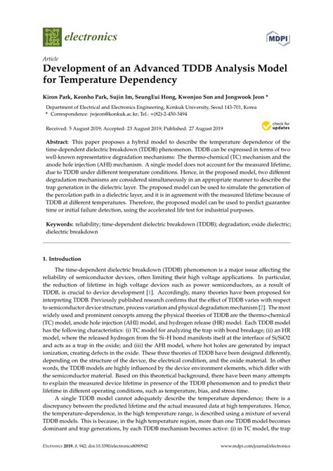 Pdf Development Of An Advanced Tddb Analysis Model For Temperature Dependency