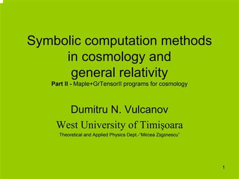 D Vulcanov Symbolic Computation Methods In Cosmology And General Relativity [2] Pdf
