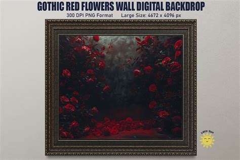 Gothic Red Flowers Wall Digital Backdrop Graphic By Lazy Sun · Creative