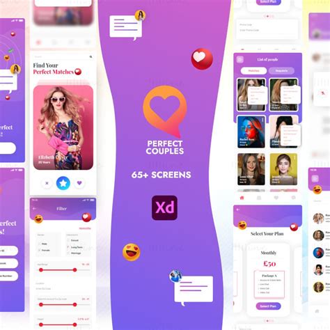 perfect couples app adobe xd mobile ui kit
