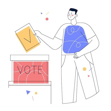Premium Vector Man Putting Vote Paper Into Ballot Box Concept Of