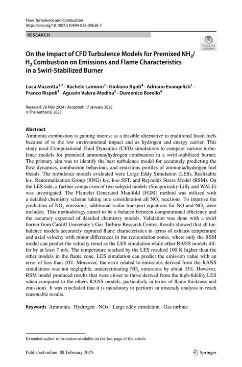 Pdf On The Impact Of Cfd Turbulence Models For Premixed Text Nh