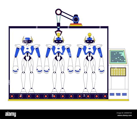 Manufacturing Robots 2d Linear Cartoon Characters Stock Vector Image And Art Alamy