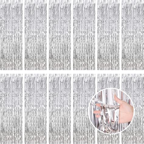 Silver Fringe Curtain Party Streamers 12 Pack 33ft X 8