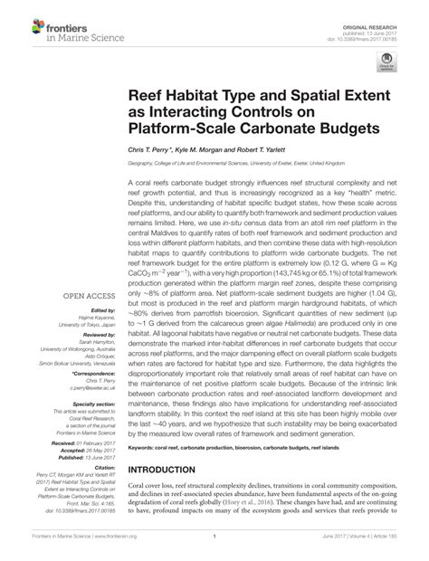 Pdf Reef Habitat Type And Spatial Extent As Interacting Controls On