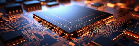 Microprocessor On A Printed Circuit Board Electronic Technology Concept Artificial