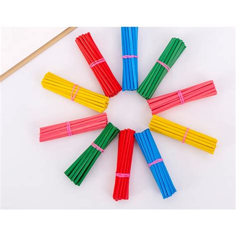 100pcs Colorful Bamboo Counting Sticks Mathematics Vicedeal