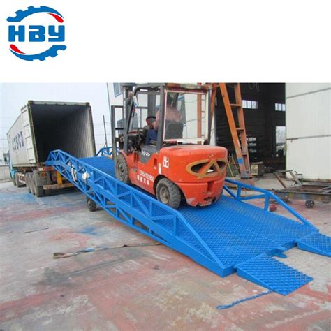 6ton 20ton Hydraulic Mobile Loading Ramp Forklift Ramps Yard Ramp For