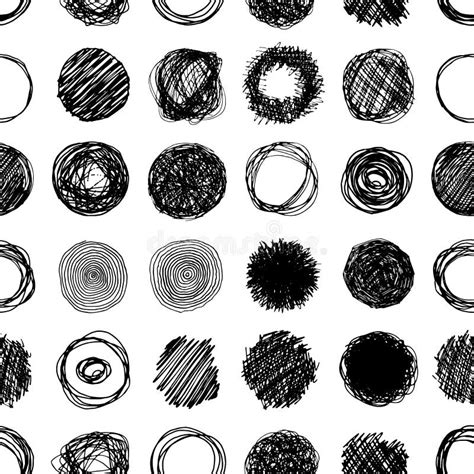 Simple Hand Drawn Sketched Circle Seamless Pattern Stock Vector Illustration Of Elements