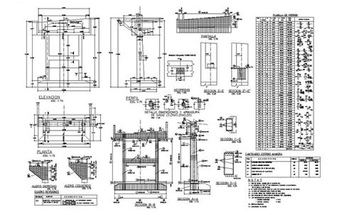 Rcc Bridge Structure Detail Plan And Elevation 2d View Cad Block Layout