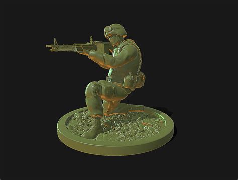 Stl File 75th Ranger Crouching Aiming Us Army・3d Print Design To Download・cults