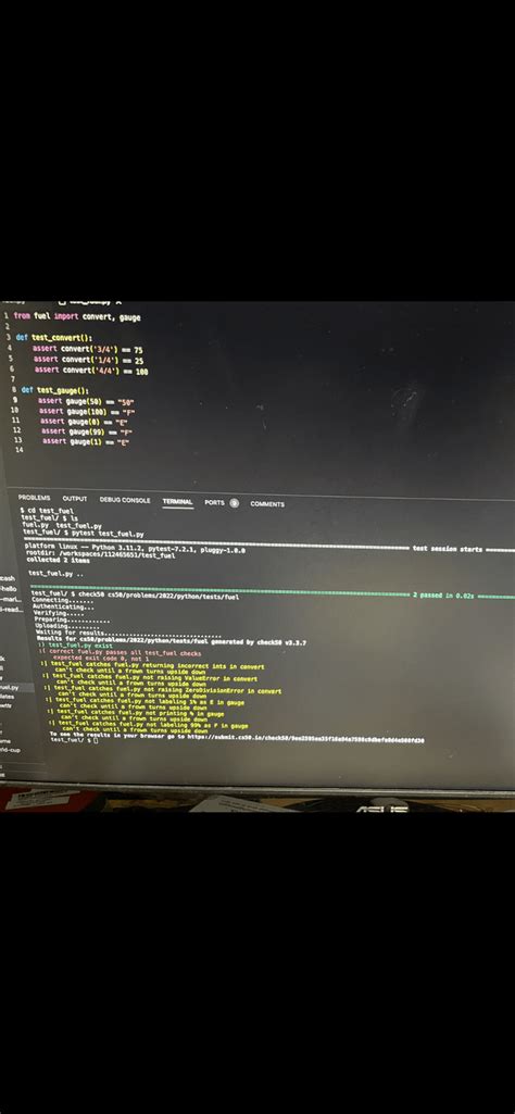 Cs50p Test Fuel Problems With Check50 And Pytest Manually Running
