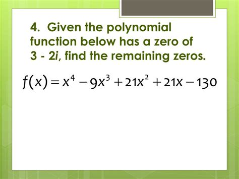 PPT Solving Polynomial Functions Involving Complex Numbers PowerPoint